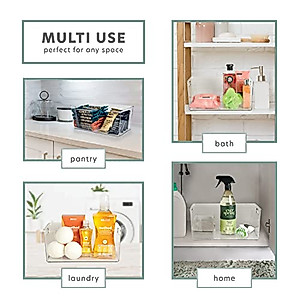 bHome Kitchen Organization | Clear Plastic Storage Bins | Pantry Organization and Storage Bins, Kitchen Cabinet Pantry Storage Organizer Bins, Set of 2 Open Front Snack Storage Containers
