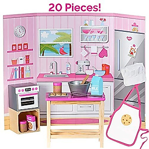 Adora Amazon Exclusive Amazing World Premium Quality Love to Bake Wooden Play Set with 20 Pieces Doll Accessories, Perfect Gift for Ages 6+