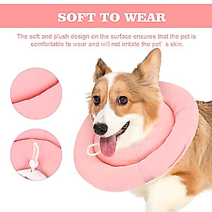 Jaeskeclip Dog Cone, Pet Collar Set, Adjustable Dog Pillow Cone with Leash, Waterproof Post-Operative Recovery Collar, Lick Resistant, for Small Dogs, Medium Dogs(Size:L)