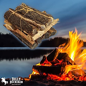 Billy Buckskin Co. Campfire Wood Bundle | 1 Click Fire Ready to Light | Pinion, Juniper, Mesquite with Firestarter Sticks | Simply Light and Go | Split Seasoned Fire Wood for Campfire Outdoor | 19 lb
