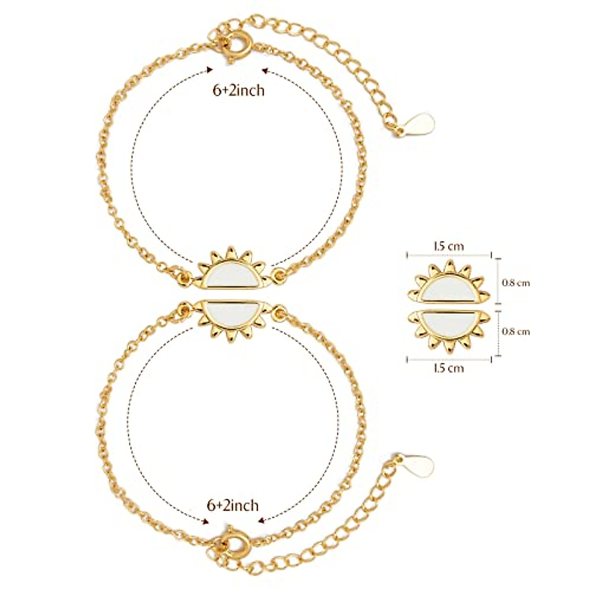 Friendship Sun Bracelet, 16k Gold Plated Copper Cute Sun Dainty Bracelets Delicate Adjustable Link(gold color plated)