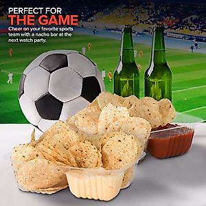 12oz Plastic Nacho Trays (25 Pack) Small Disposable Tray for Nachos & Cheese Dip, Concession Stand Supplies, Movie Night Snacks for Kids, Carnival Party Decorations, Food Boats, Snack Containers…