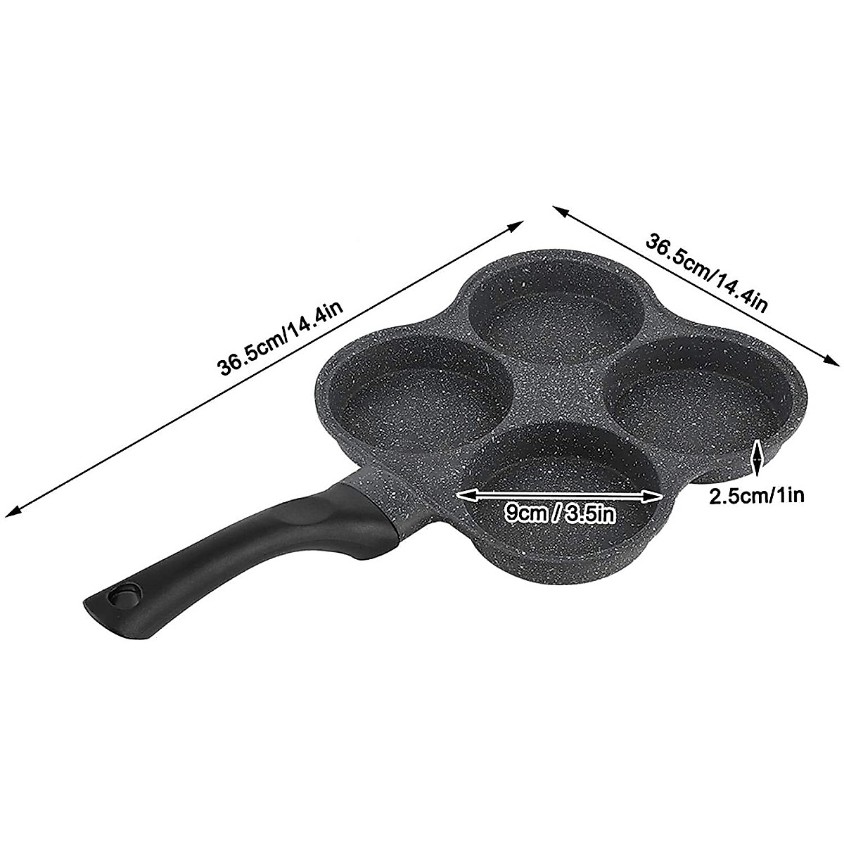 Ymiko 4-Cup Aluminum Egg Frying Pan, Non-Stick, Electric Stovetop Compatible, 18/8 Stainless Steel