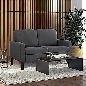 BEEY Modern Love Seat Sofas 53" Small Loveseat Sofa Linen Fabric Tufted Loveseat Sofa for Living Room Bedroom Small Apartment in Dark Grey