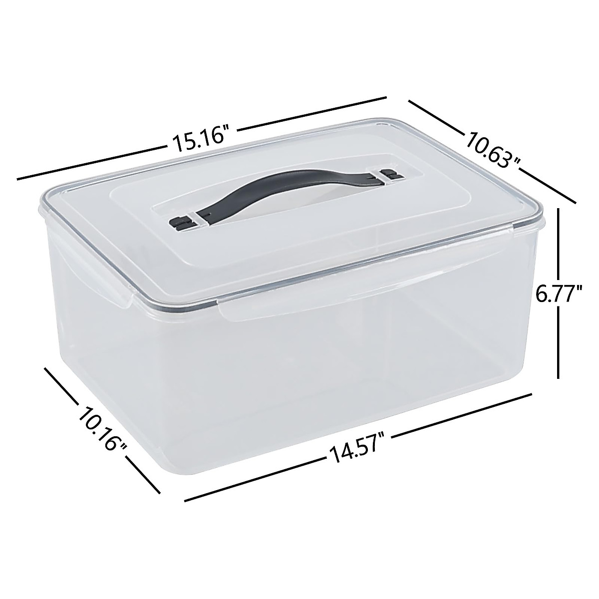 Jandson 4-Pack 14.5 L Plastic Seal Lid Food Storage Container, Clear Airtught Storage Box Bins with Handles