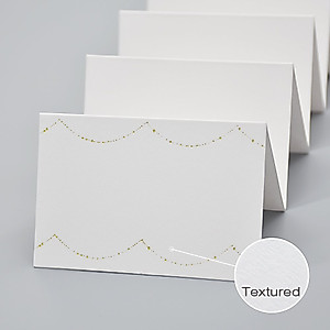 AZAZA 50 Pcs Place Cards with Gold Foil - Table Tent Cards Seating Place Cards for Weddings Banquets Dinner Parties 2.5" x 3.75" (Elegance - Gold)