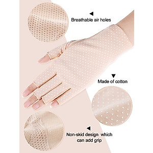 Handepo womens 6 Pairs Sunscreen Fingerless Summer UV Protection Driving Riding Fishing Gloves, Multicolored, Medium