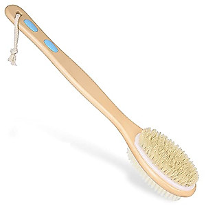 Shower Brush with Soft and Stiff Bristles, Long Handle Back Brush Dual-Sided, Wet & Dry Brush for Cellulite and Lymphatic