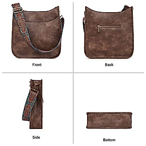 HKCLUF Crossbody Bag for Women Vegan Leather Hobo Handbags Women Fashion Shoulder Bags Cross-body Purse with 2PCS Adjustable Strap(Coffee)
