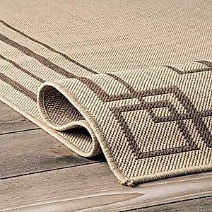 nuLOOM Katalina Simple Border Indoor/Outdoor Area Rug, 8 ft x 10 ft, Beige