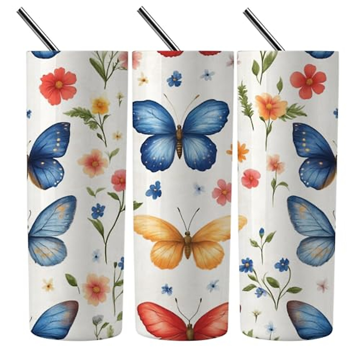 Medpol Butterfly Bohemia tumbler with lid and straw 20 oz insulated tumbler cups Butterfly Bohemia insulated travel coffee mugs for women cute sippy cups stainless insulated travel cups