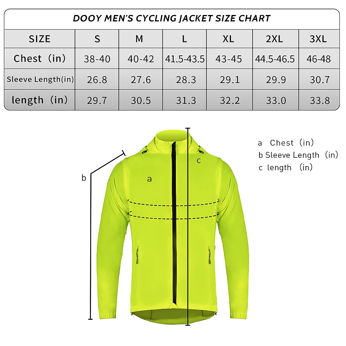Dooy Men's Cycling Bike Jacket Windproof Vest Lightweight Running Jacket High Visibility Windbreaker with Detachable Sleeves(Yellow,X-Large)