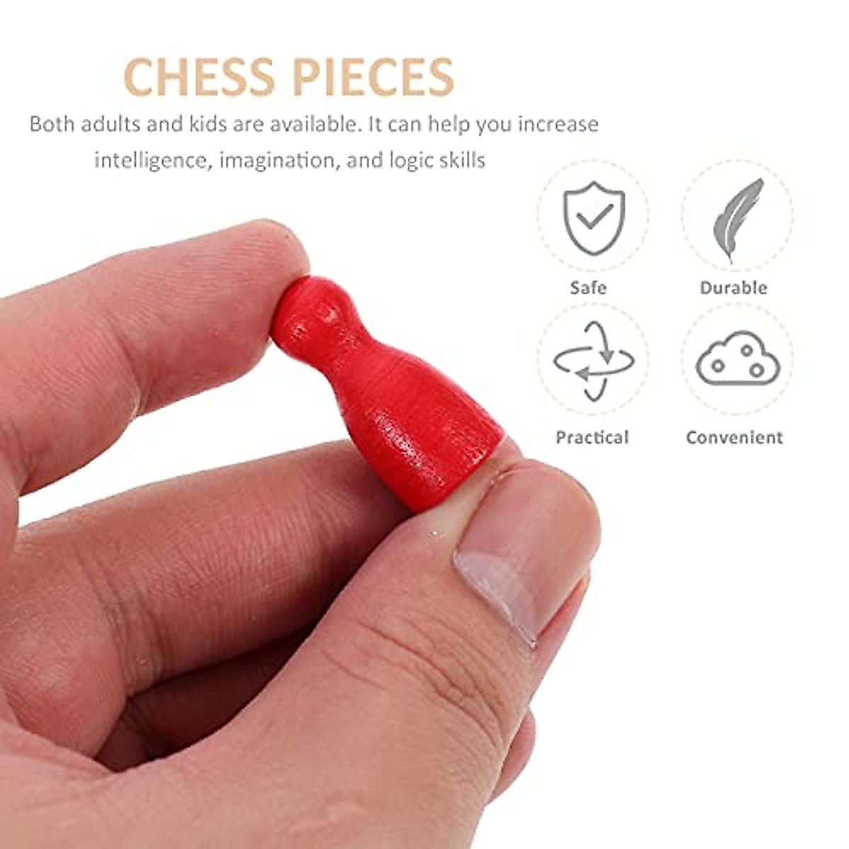 TOYANDONA 48pcs Wooden Chess Pieces Checkers Pieces Figurine Pawns Tournament Chess Set for Beginner Chess Board Game Educational Toy