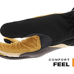 Mechanix Wear: Durahide Leather FastFit Work Glove with Elastic Cuff for Secure Fit, Utility Gloves for Multi-Purpose Use, Abrasion Resistant, Safety Gloves for Men (Brown, Large)