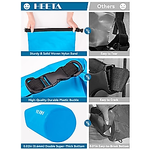 HEETA Waterproof Dry Bag for Women Men (Upgraded Version), Roll Top Lightweight Dry Storage Bag Backpack with Emergency Whistle for Travel, Swimming, Boating, Kayaking, Camping, Beach (Blue, 5L)