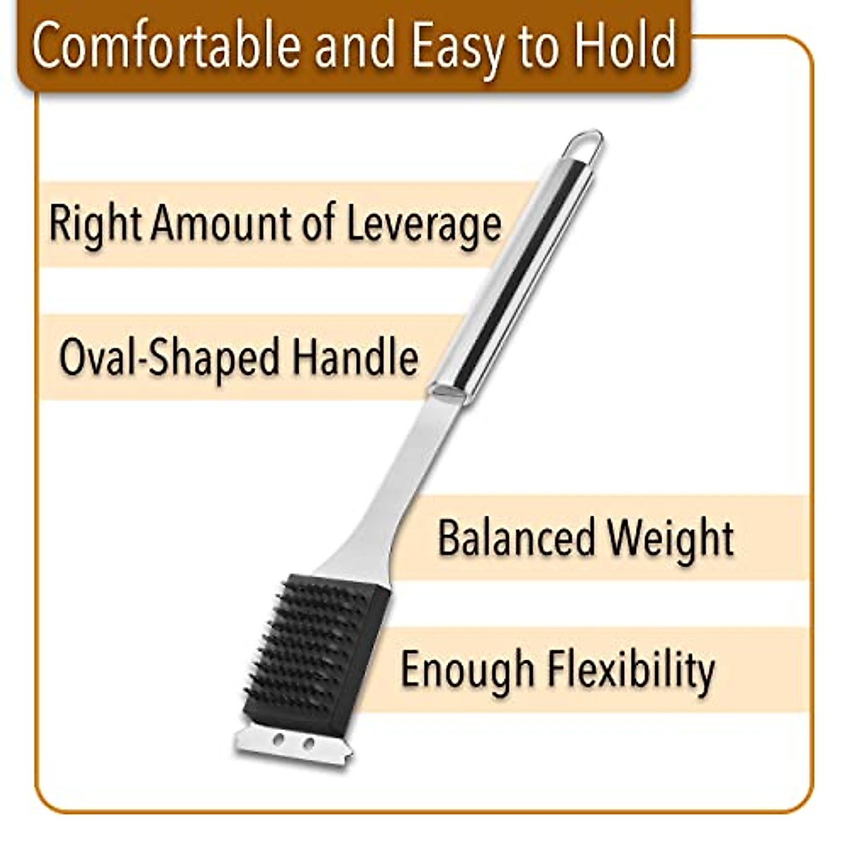 UNCO- Grill Brush and Scraper, 16.7”, Stainless Steel, Grill Cleaner, Grill Brush, Grill Cleaning Brush, BBQ Brill Brush, BBQ Brush for Grill Cleaning, Grill Brush for Outdoor Grill, Safe Grill Brush