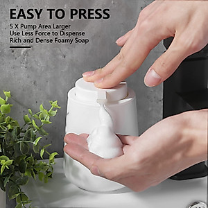 MIERTING Foaming Soap Dispenser, 2 Pack White Foam Hand Soap Dispenser for Bathroom & Kitchen, 12 Oz Modern Ceramic Hand and Dish Foaming Pump Bottle, Refillable Lotion Liquid Foam Pump Dispensers