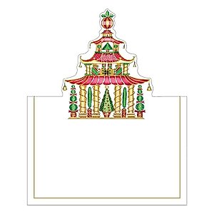 Caspari Christmas Pagodas Die-Cut Place Cards - 24 Count