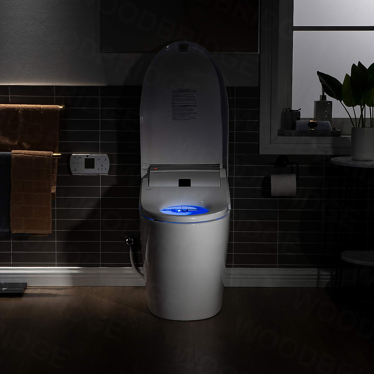 WOODBRIDGE B0960S Auto Flush, Auto Open & Auto Close, 1.28 GPF Single Flush Toilet with Intelligent Smart Bidet Seat and Wireless Remote Control, Chair Height