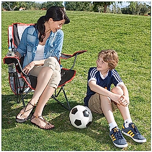 Kelsyus Original Foldable Canopy Chair for Camping, Tailgates, and Outdoor Events, Grey/Red