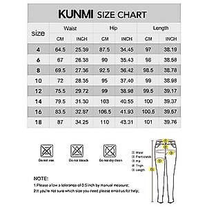 KUNMI Women's Ripped Boyfriend Slim Fit Jeans Frayed Distressed Stretchy Denim Pants