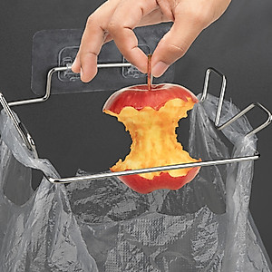 GlobleGarden 2 Pcs Stainless Steel Waste Bag Holder, Rubbish Bag Organizer, Rufuse Stand, Portable Trash Can, Wall Adhesive Hanging Garbage Bins for Kitchen, Bathroom, RV, Camper