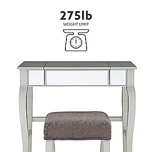 Linon Silver Harper Vanity Set, 32" W x 18" D x 46.75" H