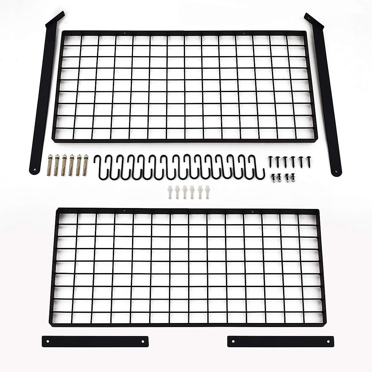 Miyili Wall Mounted Pot Rack with 2-Tier 15 Hooks, Kitchen Shelves Cookware Hanging Storage Organizer, 29.5 by13.7-inch (Black), KR300B2