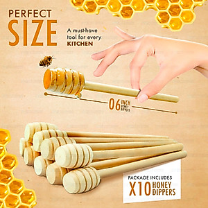 10 Pcs Honey Dipper Sticks - 6 Inch Wooden Honeycomb Sticks, Honey Stirrer Stick For Honey Jar Dispense Drizzle Honey and Wedding Party Favors Gift