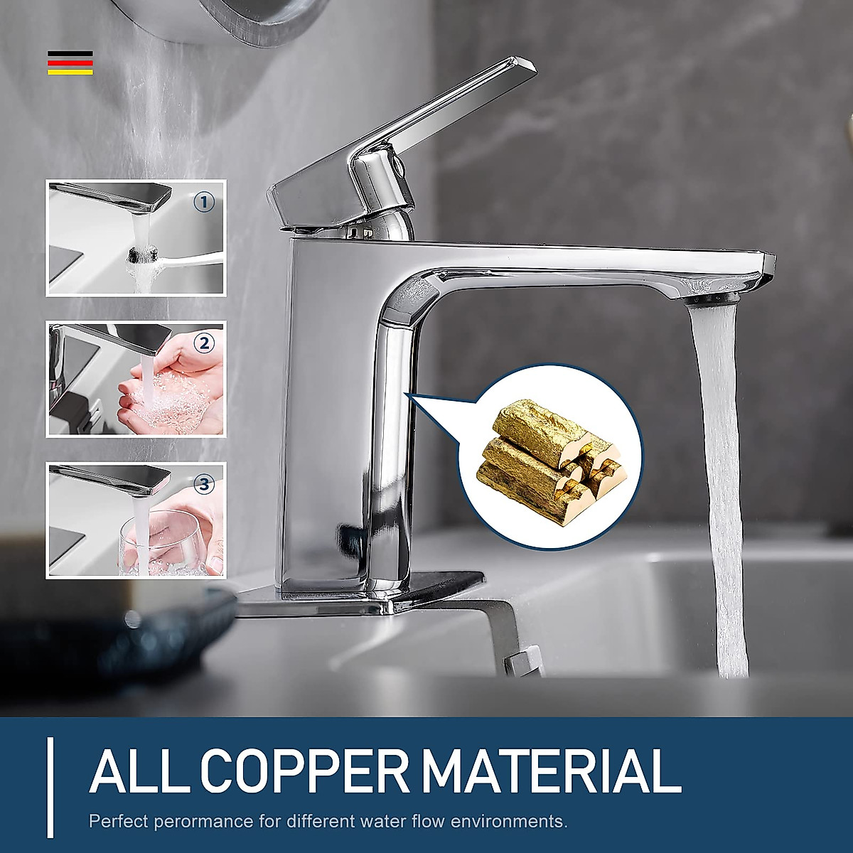 Chrome Bathroom Faucet Single Handle Bathroom Vanity Sink Faucet with Pop-up Drain and Faucet Supply Lines Rv Lavatory Vessel Faucet Basin Mixer Tap