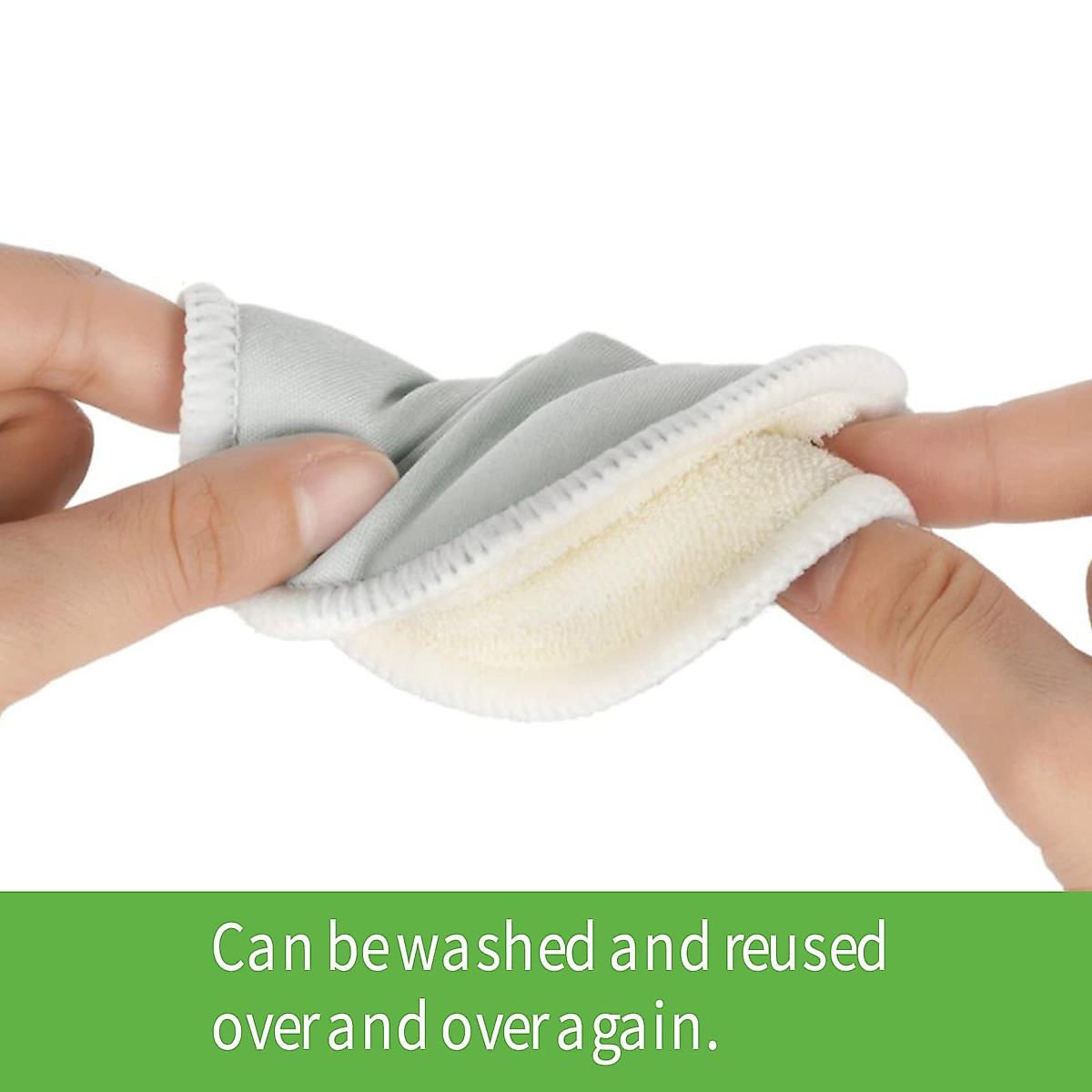 Haakaa All-Day Reusable Nursing Pad Set 8P -Washable Absorbent Bamboo Breast Pad - Perfect Leakproof Nipple Covers for Ladybug Letdown Catcher Pump & Postpartum Breastfeeding Mom w/Laundry Bag