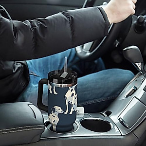 FRCSDIY Cartoon Dogs Insulated Tumbler with Handle and Straw Lid,40oz Leakproof Stainless Steel Cup BPA-Free Water Bottle