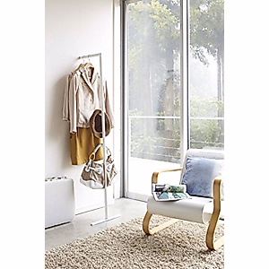 Yamazaki Home Slim Coat Hanger-Modern Storage Rack for Bedroom Or Living Room | Steel | Leaning Ladder, One Size, White