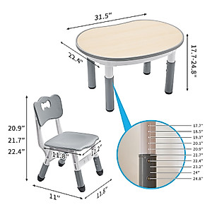 UNICOO Kids Table and Chairs Set - Toddler Table and Chair Set, Kids Study Table, Kids Play Table with 2 Chairs, Graffiti Desktop, Classroom/Daycare/Home, Children Multi-Activity Table for Ages 2-10