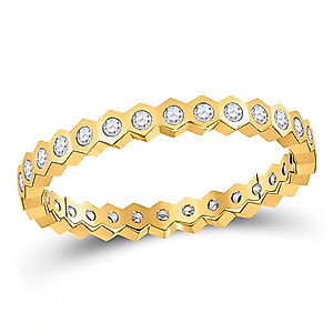 The Diamond Deal 14kt Yellow Gold Womens Round Diamond Band Ring 1/4 Cttw