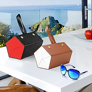 CHZZMS 2 Pack Travel Sunglass Organizer Case,Multiple Pairs Eyeglasses Storage Case Hanging Eyewear Holder (black red+brown)