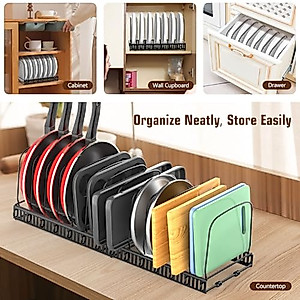 Housolution Cutting Board Organizer Rack, Expandable Baking Tray and Cookie Sheet Organizer with 14 Adjustable Dividers, Bakeware Muffin Tin Cupcake Pan Storage Organizer for Cabinet, Black