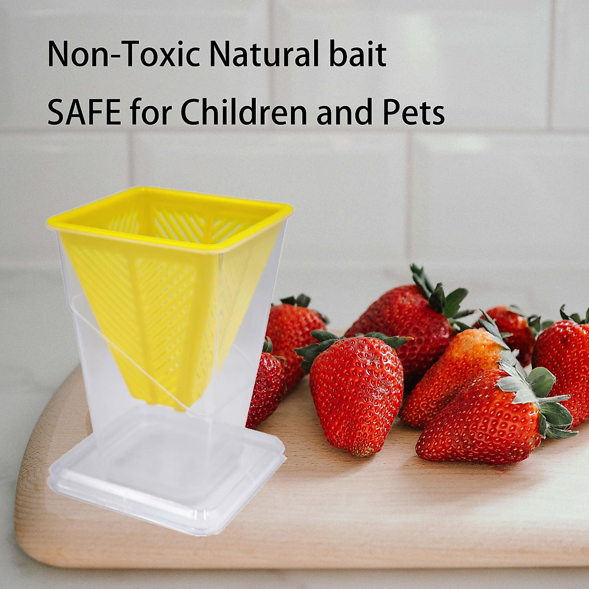 Voltup Fruit Fly Trap for Indoors Reusable with Sticky Pads Non-Toxic Funnel Fruit Fly Catcher Safe for Pets in House and Kitchen Easy to Use and Controls Fruit Flies with Natural Lure 4PCs