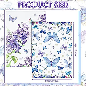 2 Pcs Floral Lilacs and Butterflies Hand Towels Floral Purple Lilacs Hand Towels Spring Flowers Hand Towels for Bathroom Wedding Baby Shower Decorative Towels, 19.7 x 27.6 inches