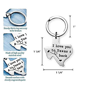 I Love You to Texas and Back Keychain Boyfriend Girlfriend Long Distance Relationship Gift Going Away Gifts Friendship (Keychain)