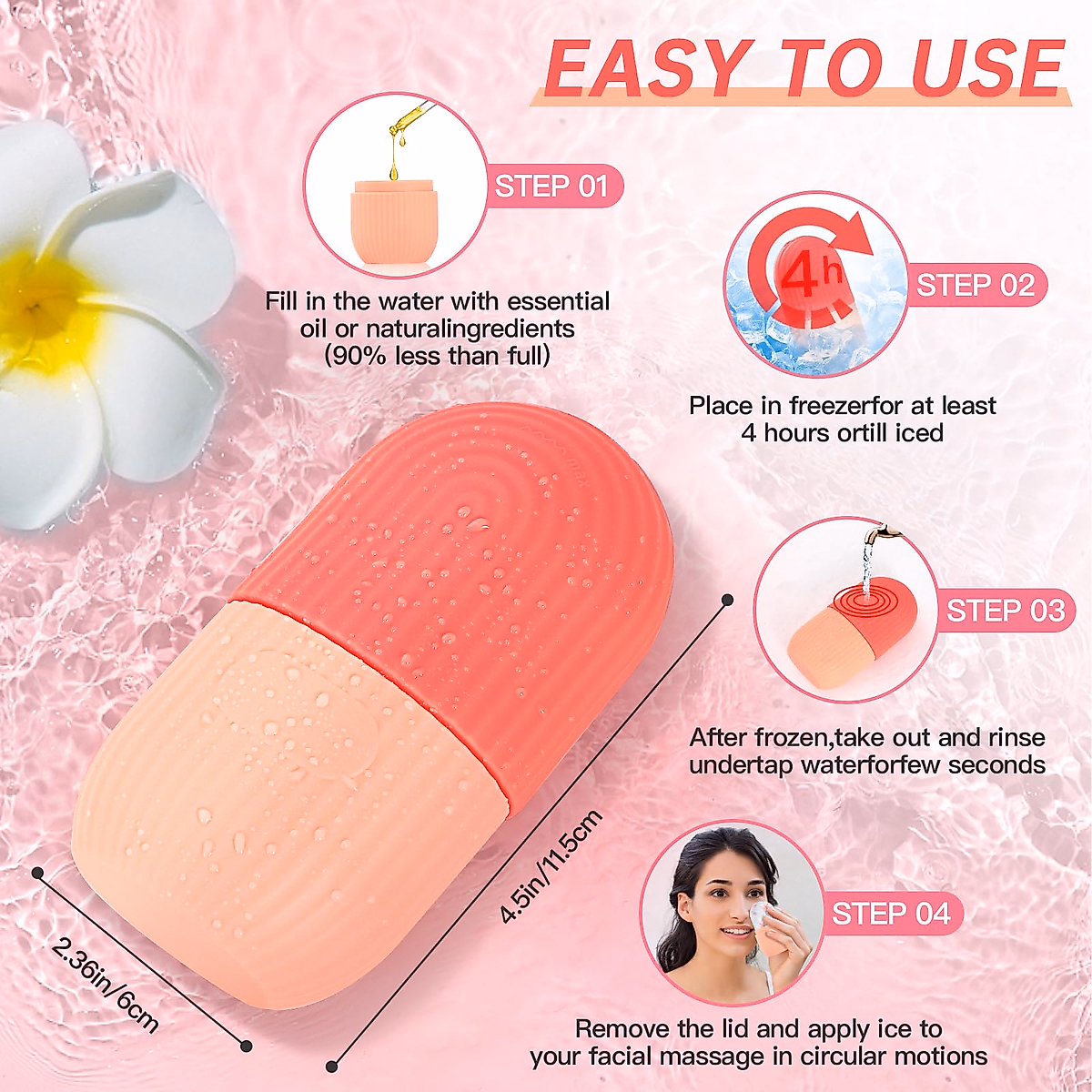 Ice Roller for Face and Eye, Upgrated Ice Face Roller Puffiness Relief Ice Roller Skin Care Tools, Ice Facial Cube,Self Care Gift for Men Women, Silicone Ice Mold for Face Beauty (Red)