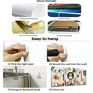 AKWISH 3Pcs Framed Safari Animals Canvas Wall Art Prints Picture Boy Girl's Kids RoomWall Decor for Classroom Shower Theme Decorations Nursery Baby Children's Room Bedroom Ready to Hang (12"x16"x3)