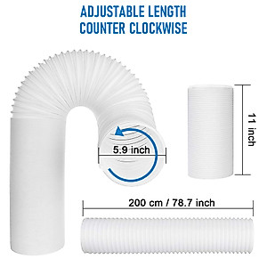 Portable Air Conditioner Window Vent Kit with 5.9" Exhaust Hose, Portable AC Seal Kit for Sliding Window with 4 Plates, Universal Coupler Fits 5.9 & 5.1 Inch Diameter Exhaust Hose