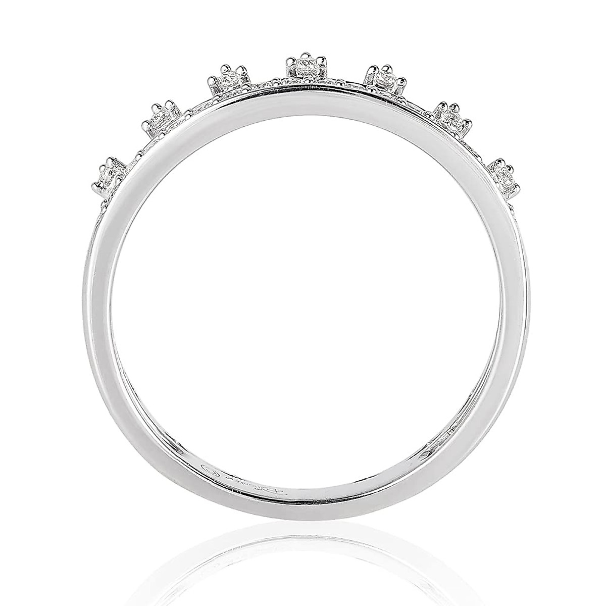 Jewelili Enchanted Disney Fine Jewelry Sterling Silver 1/5 Cttw Majestic Princess Crown Ring Size 8