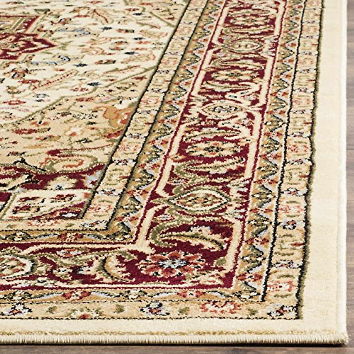 SAFAVIEH Lyndhurst Collection 8' Square Ivory/Red LNH330A Traditional Oriental Non-Shedding Living Room Bedroom Dining Home Office Area Rug