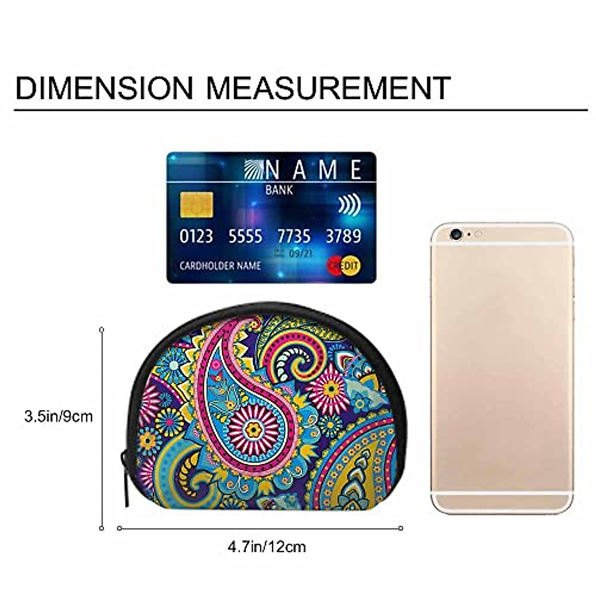 IBILIU Small Coin Purse Navy And Blush Fabric By The Yard Old Fashioned Eastern Floral Paisley Motif Vintage Mini Wallet Coin Pouch Change Purse For Women Men