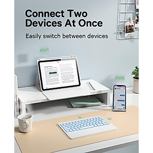 GreenLaw for iPad 10th Generation Case with Keyboard, Stain-Resistant Surface, Dual-Device Connection, 7 Color Backlit, Detachable Wireless Keyboard for iPad 10th Gen. 10.9" 2022, White Smoke