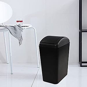 Vababa 3-Pack 4.5 Gallon Plastic Swing-Top Garbage Can, Trash Can with Swing Lid, Black