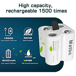 Matbc Rechargeable Batteries for Arlo, Unique 4in1 Design of 123A Camera Batteries, Replacemen with arlo Security Camera System VMK 3200/VMC3030/VMS3330/3430/3530 Battery, 4Pack 3000mAh Upgraded