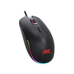 AOC Gaming RGB Gaming Mouse, NVIDIA Reflex Analyzer Compatible, Low Input Lag, OMRON (L&R) Switches, 5000 DPI, Customizable Buttons and On-The-Fly DPI Change, Light FX RGB, GM500
